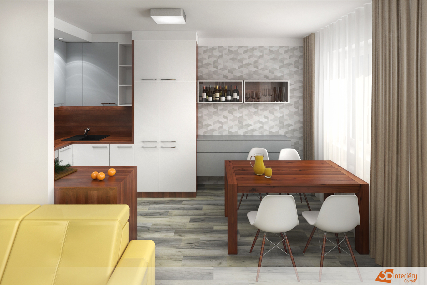 Projekt rekonstrukce kuchyně - bytovy-architekt-3d.cz