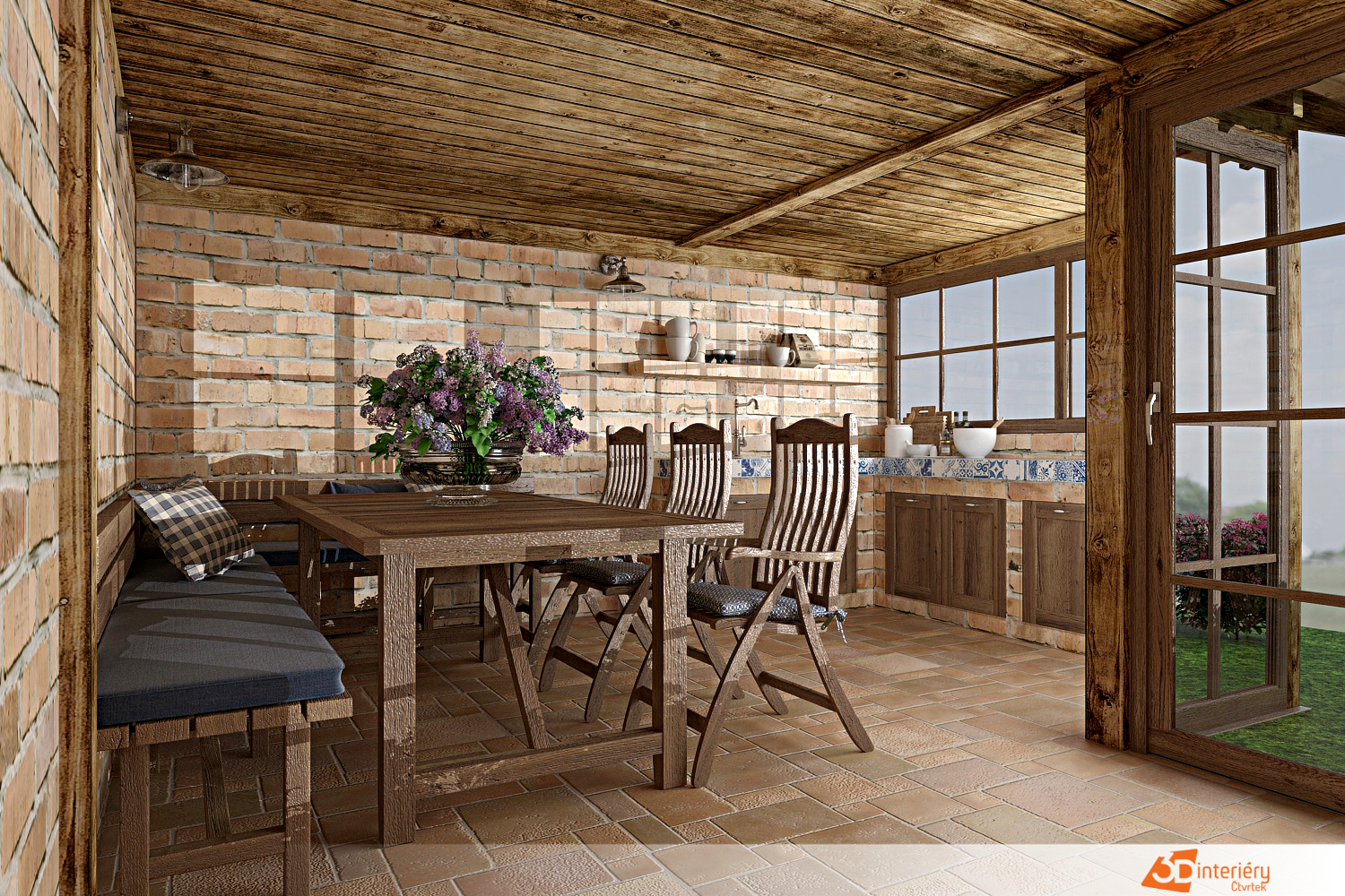 Pergola na zahradě - bytovy-architekt-3d.cz